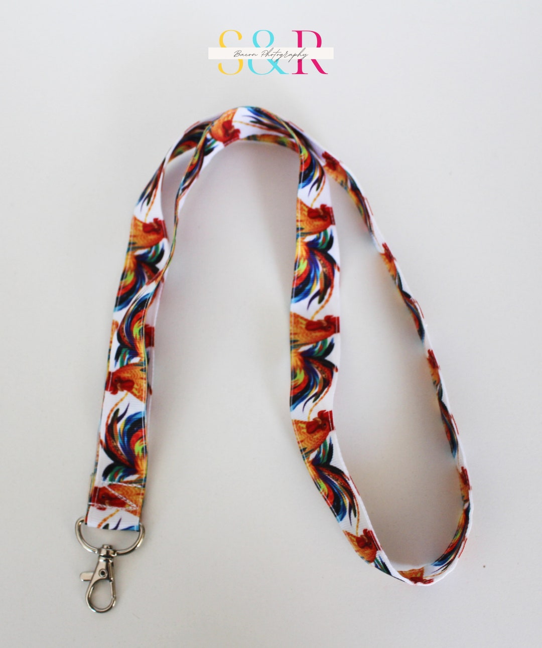 Colorful Chicken and Rooster Lanyard - 1" Wide ID Lanyard - Co-worker ...