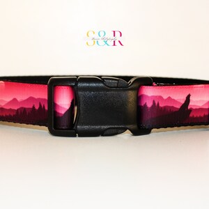 Magenta Wolf Dog Collar: Watercolor Mountains, Howling at Moon - Etsy