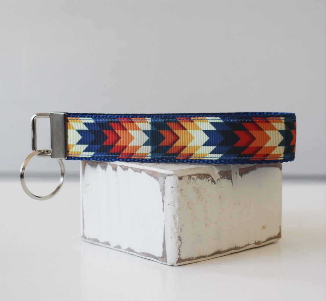 Aztec Key Fob / Wristlet Southwest Gold Orange Blue Key Wristlet - Co ...