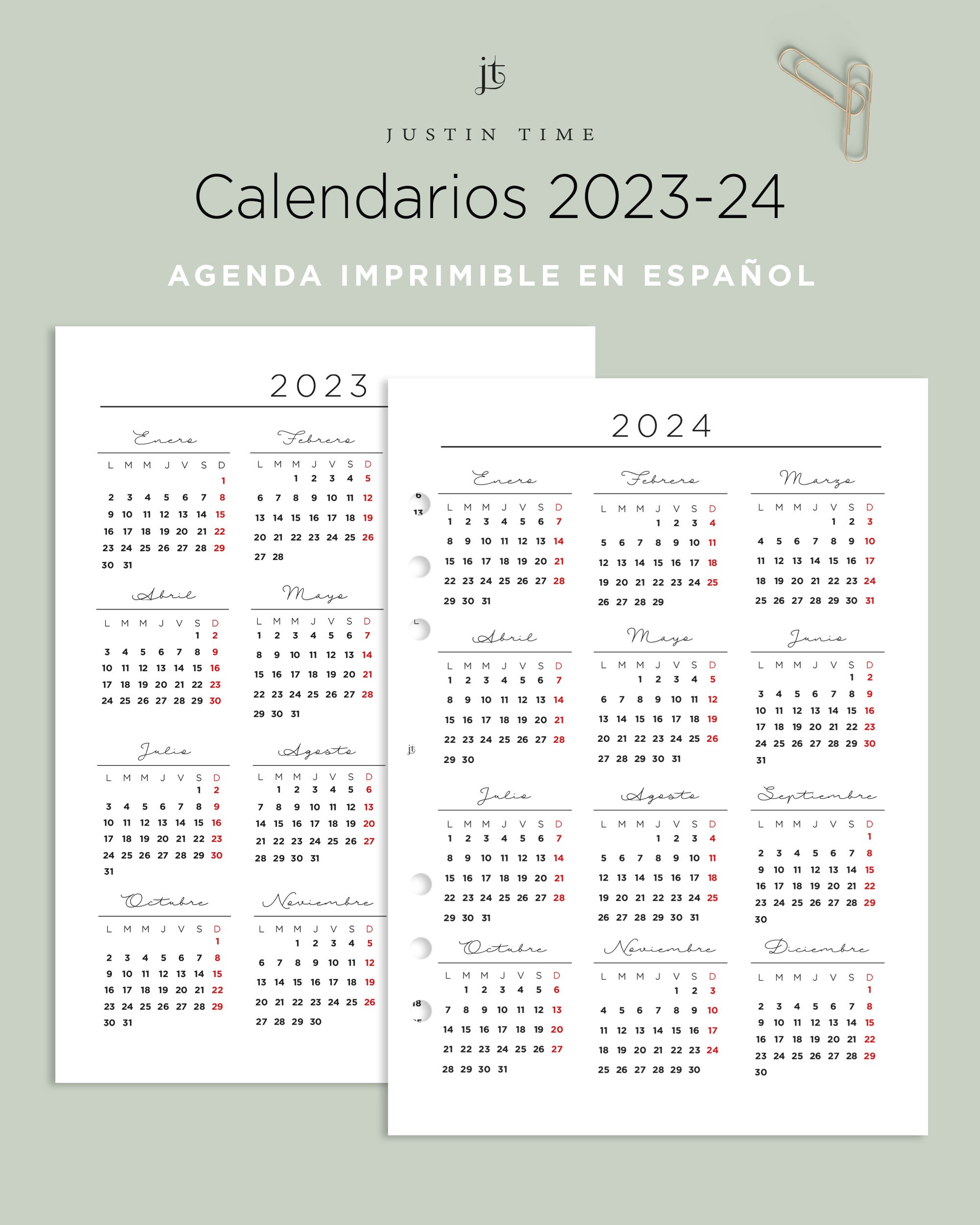 Agenda 2023 digitaal afdrukbaar in het Spaans A5 PDF - Etsy Nederland