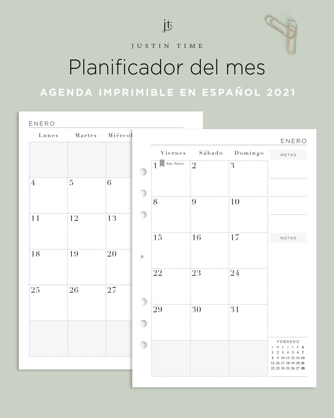 Agenda 2021 imprimible Planificador diario A5 Agenda | Etsy