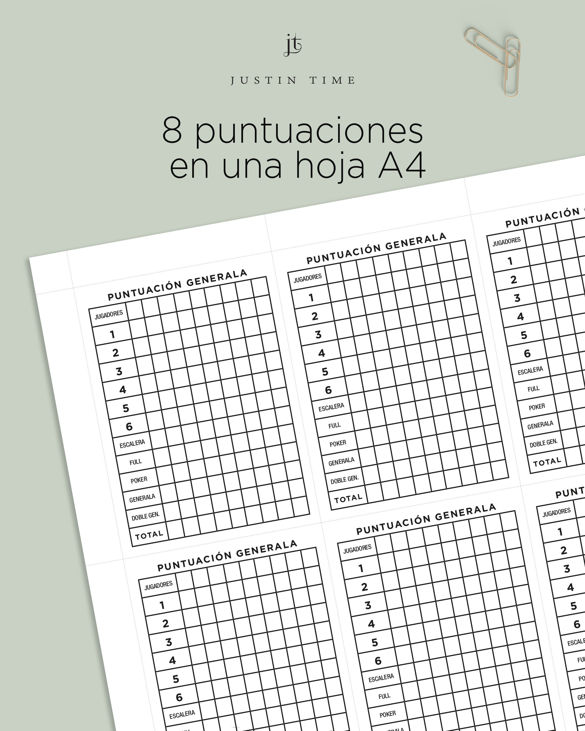 Hojas imprimibles para puntuación de juego de dados Generala | Etsy