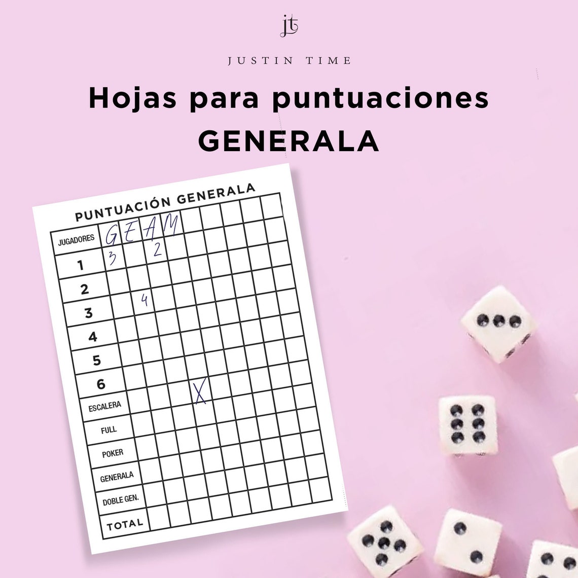 Hojas imprimibles para puntuación de juego de dados Generala | Etsy