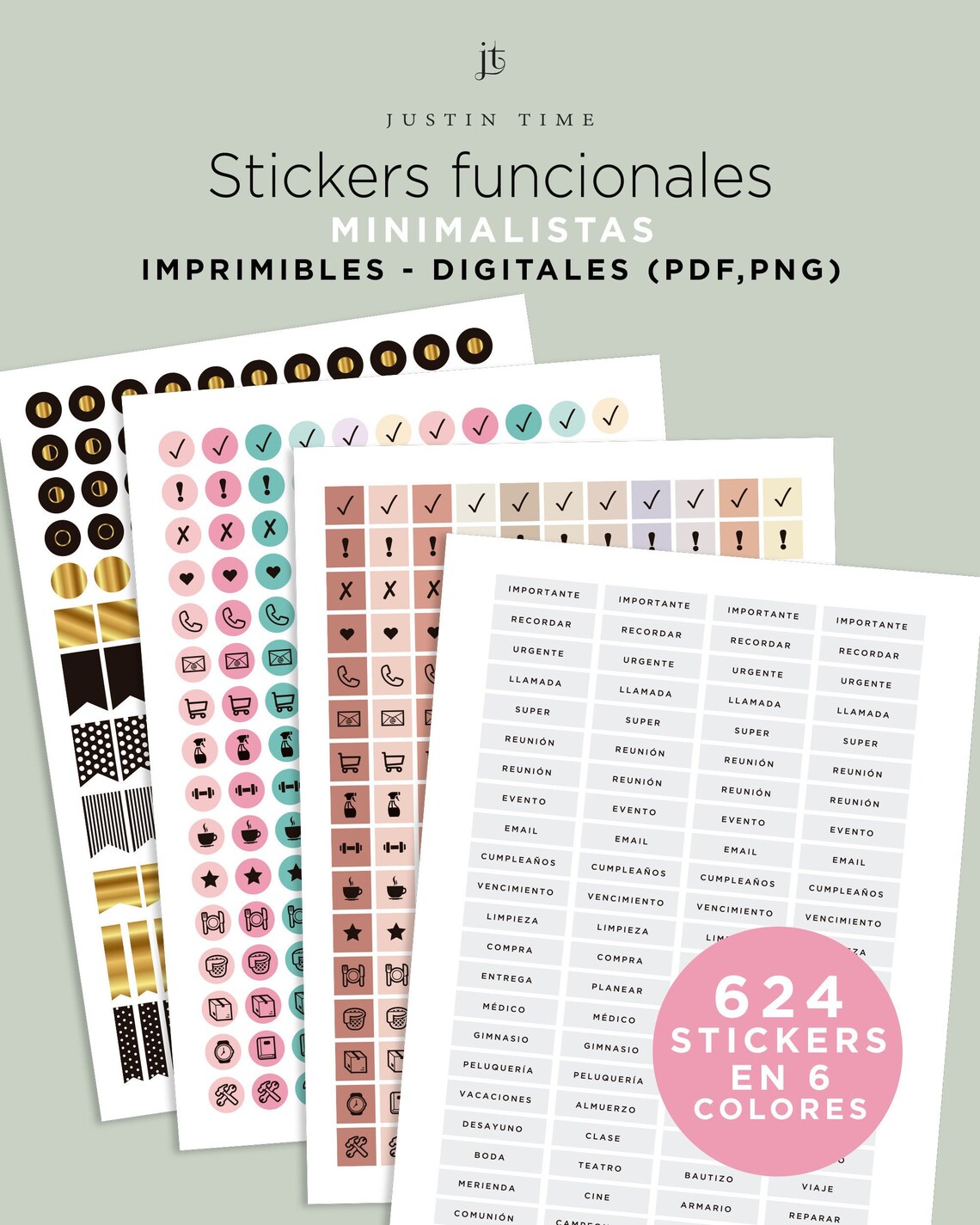Set de 600 Stickers funcionales minimalistas pegatinas - Etsy España
