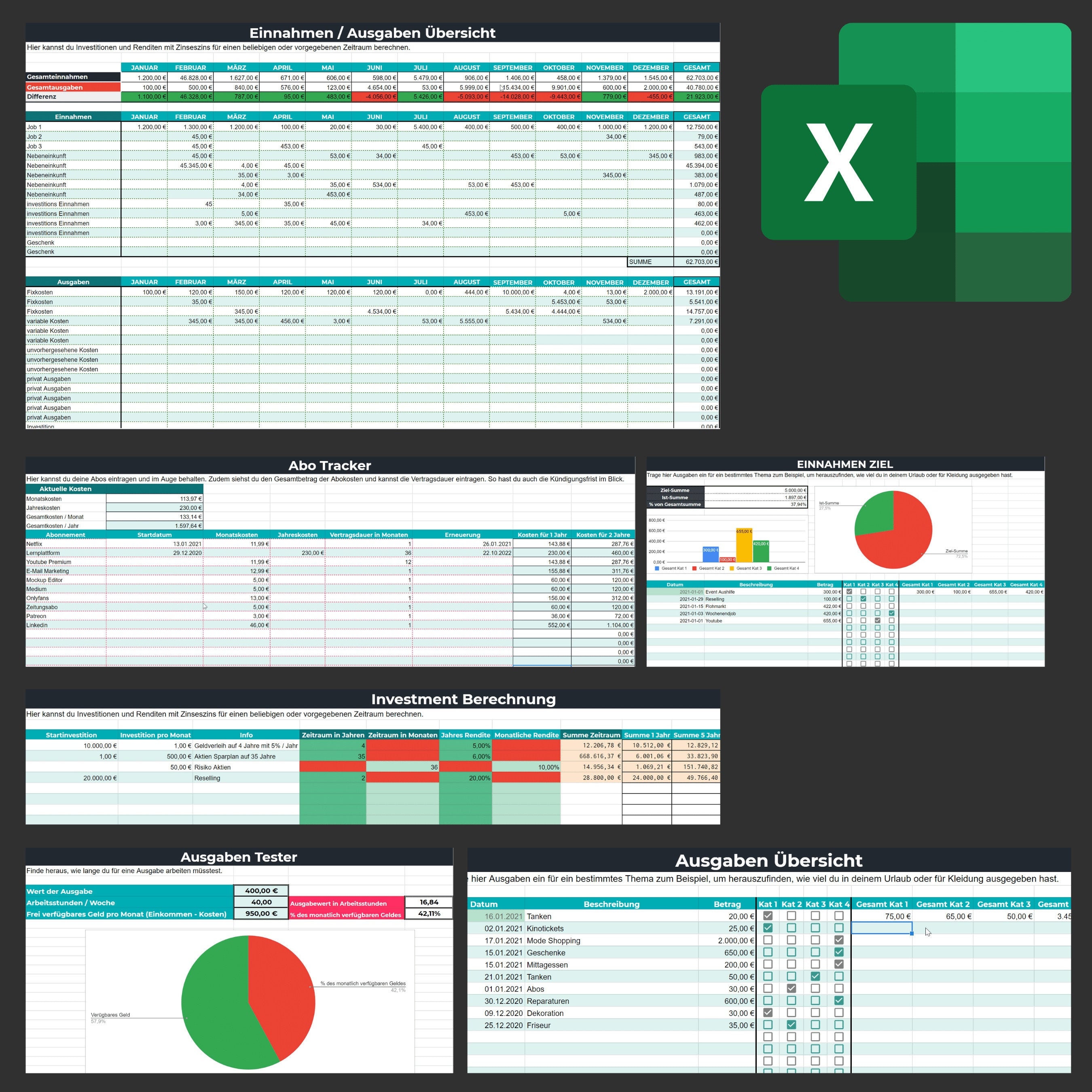 Finanz Planer Template Excel Google Sheets 6 Templates | Etsy