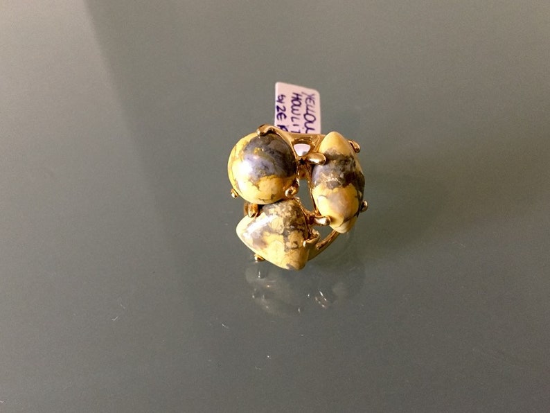 18 Kt Gold Plated Yellow Howlite Natural Stone Ring - Etsy