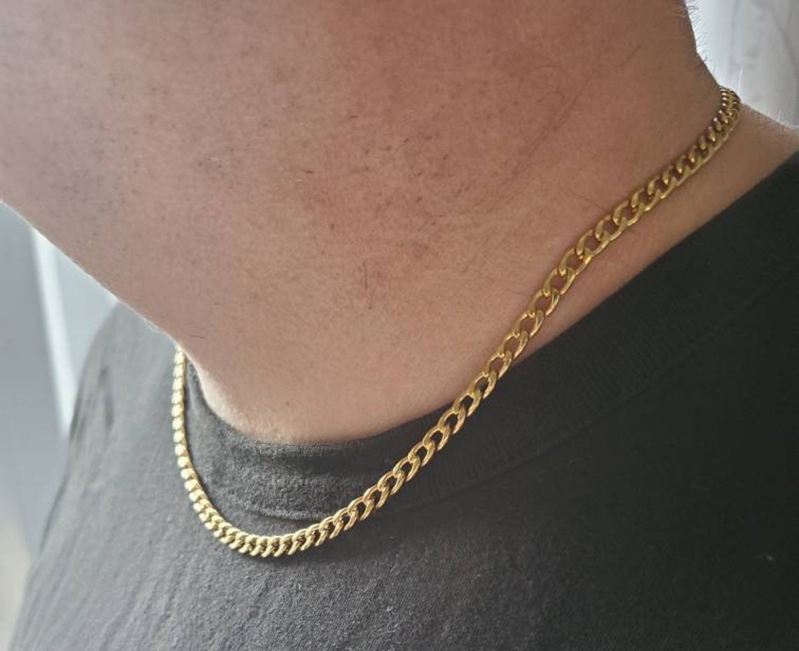 18'' Men's Chain 18K Gold Plated Stainless Steel - Etsy