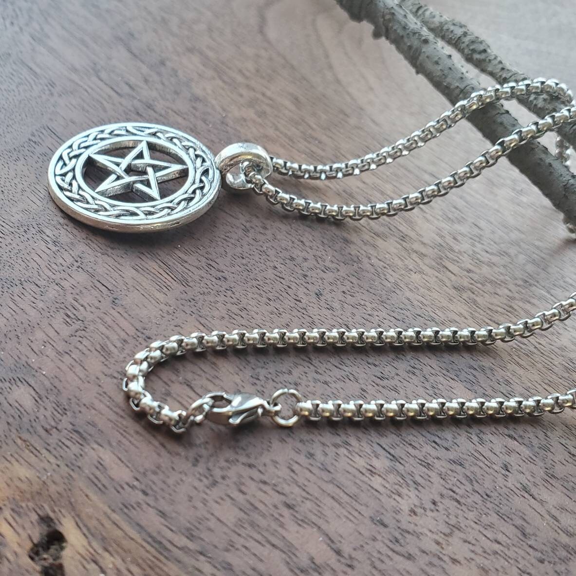 Pentagram Pagan Amulet, Stainless Steel Pentacle Necklace - Etsy