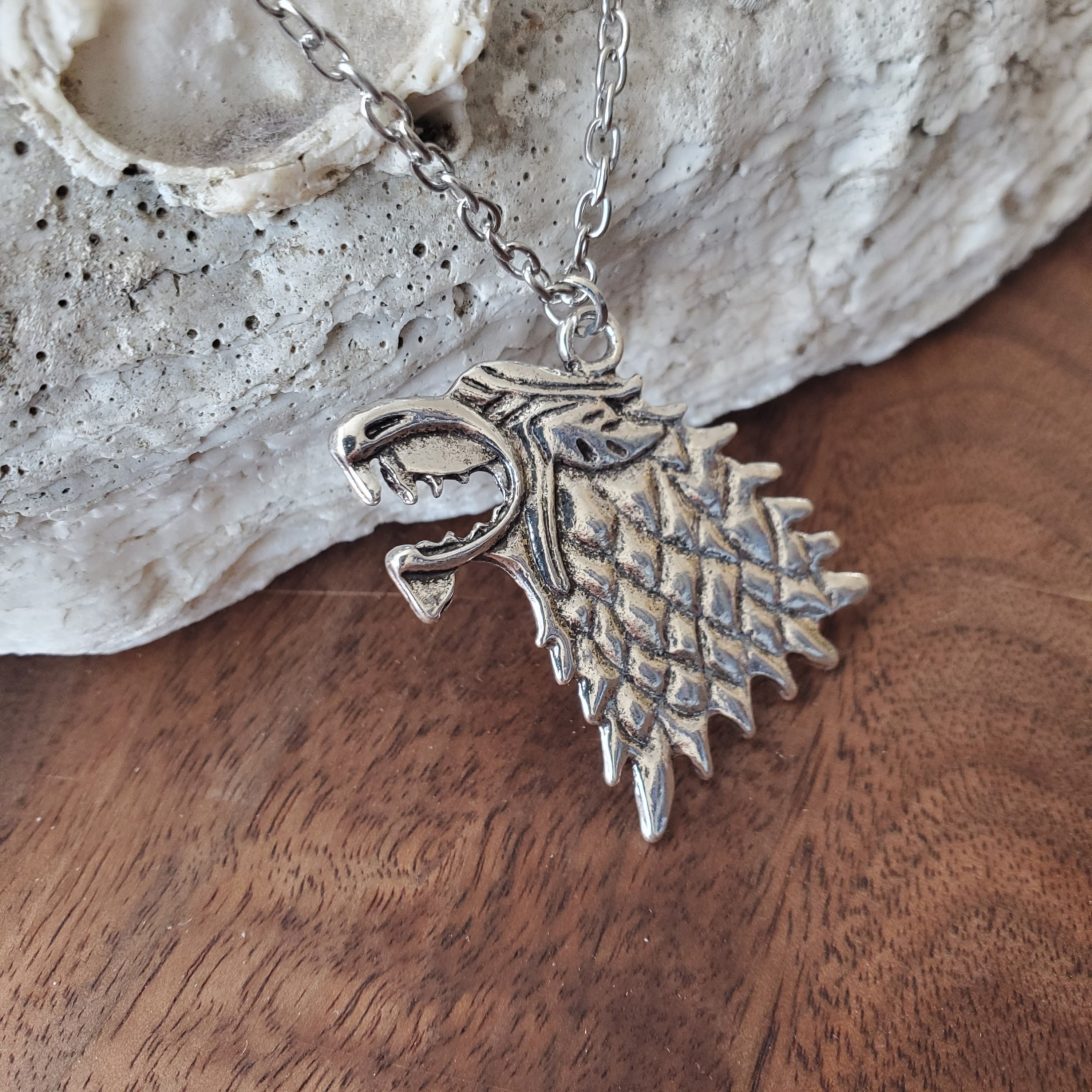 House Stark Dire Wolf Ice and Fire Wolf Pendant Game of - Etsy