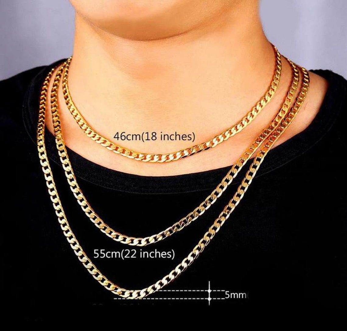 18'' Men's Chain 18K Gold Plated Stainless Steel - Etsy