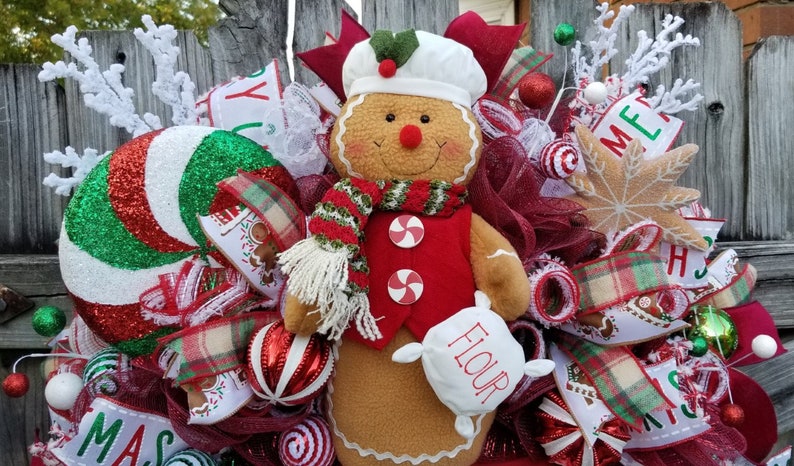 Christmas Deco Mesh Gingerbread Man Wreath, Gingerbread Man, Deco Mesh ...