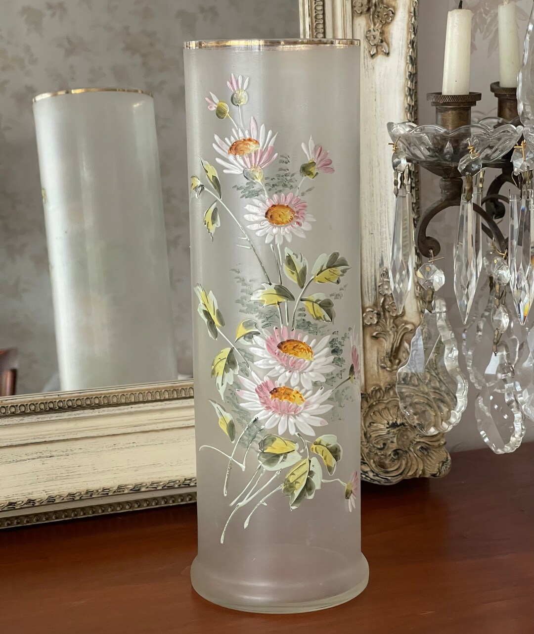 Frosted Glass Vases. Hand-painted. Enameled Glass. François LEGRAS ...