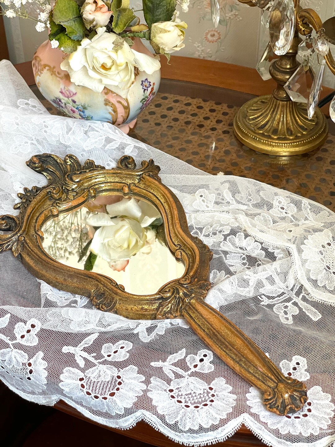 Beautiful Old Resin Hand Mirror. Mirror. Glass. Vintage French. - Etsy