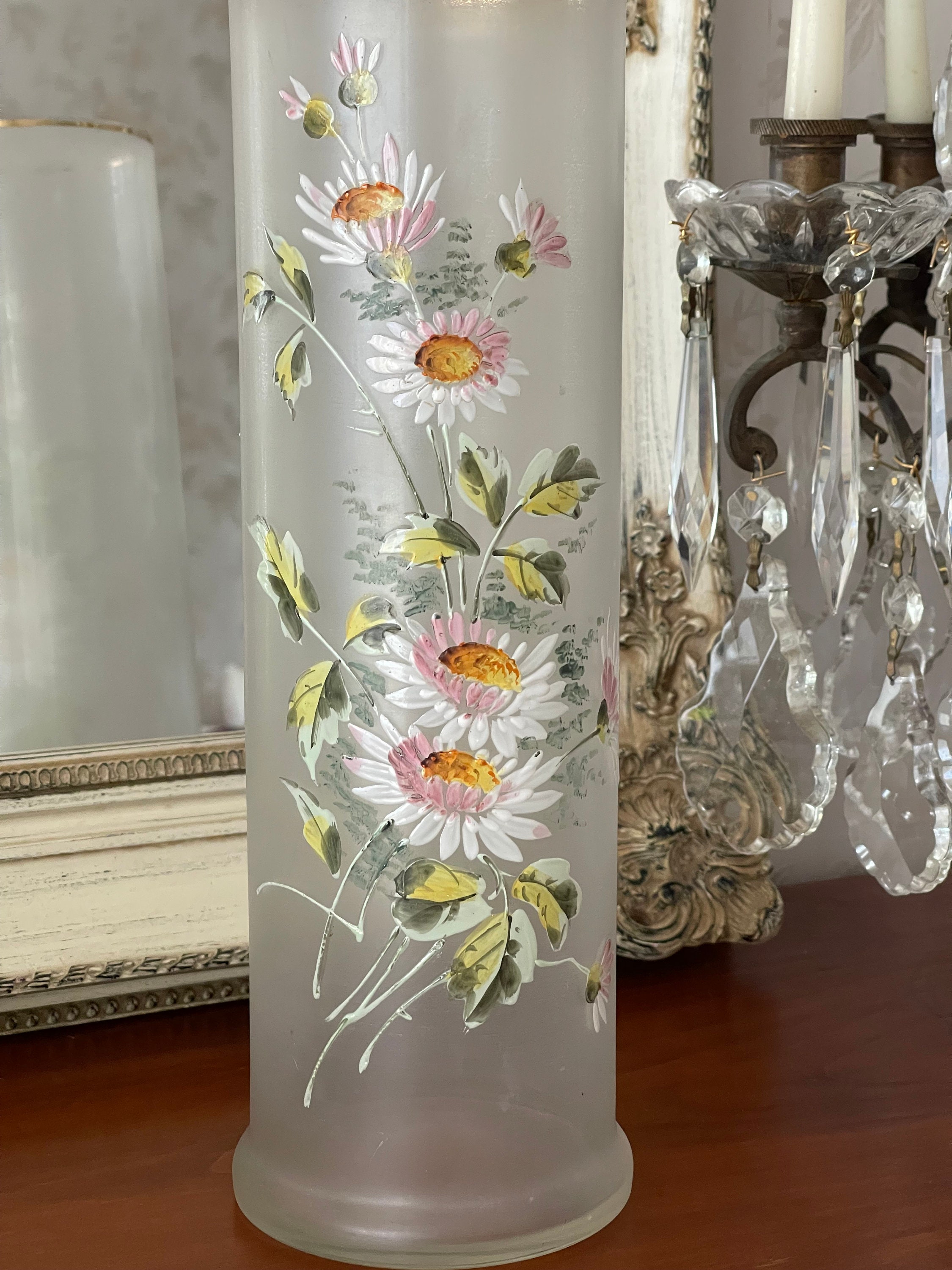 Frosted Glass Vases. Hand-painted. Enameled Glass. François LEGRAS ...