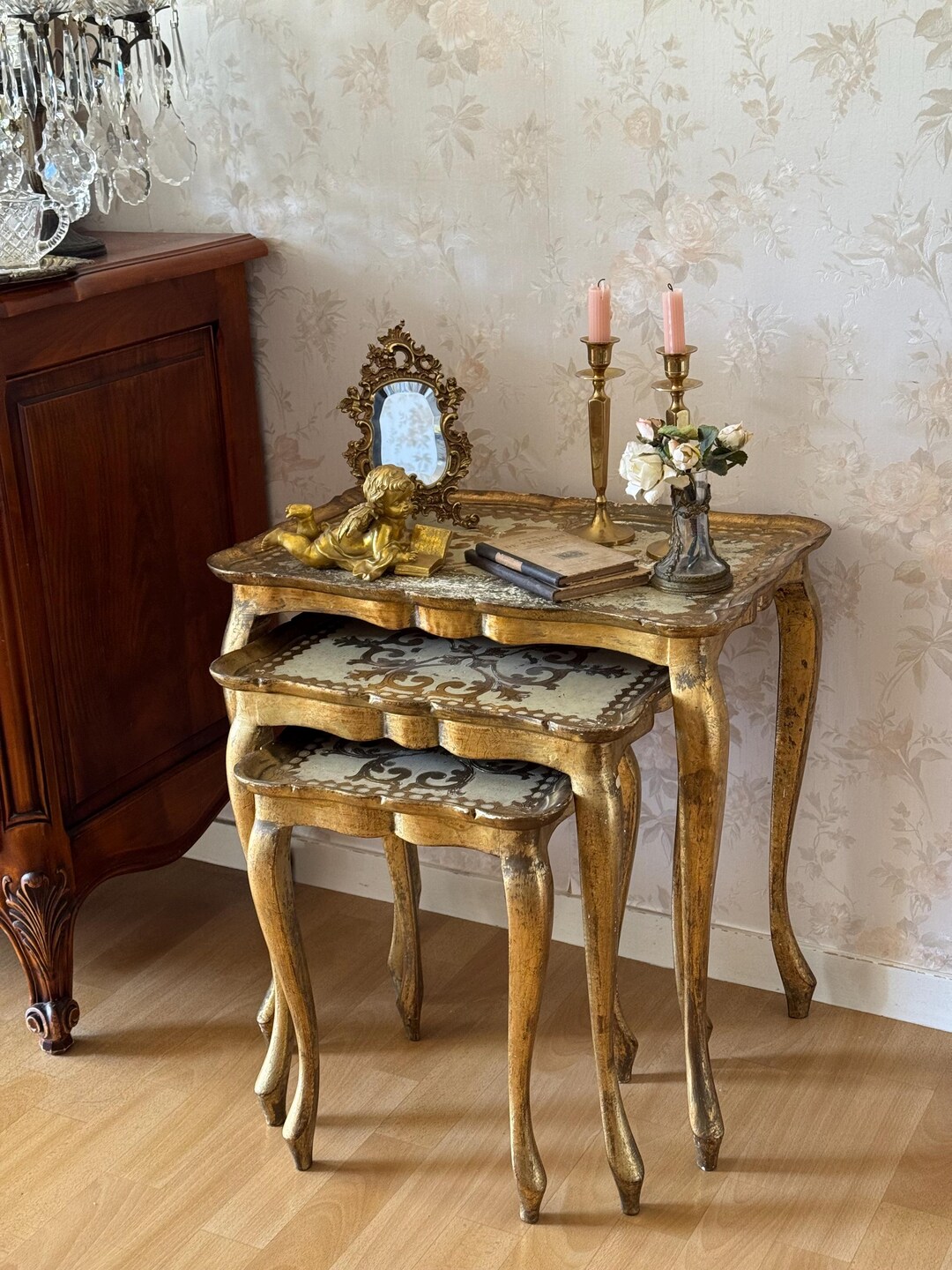 Beautiful Set of 3 Nesting Tables. Florentine Style. Vintage. - Etsy