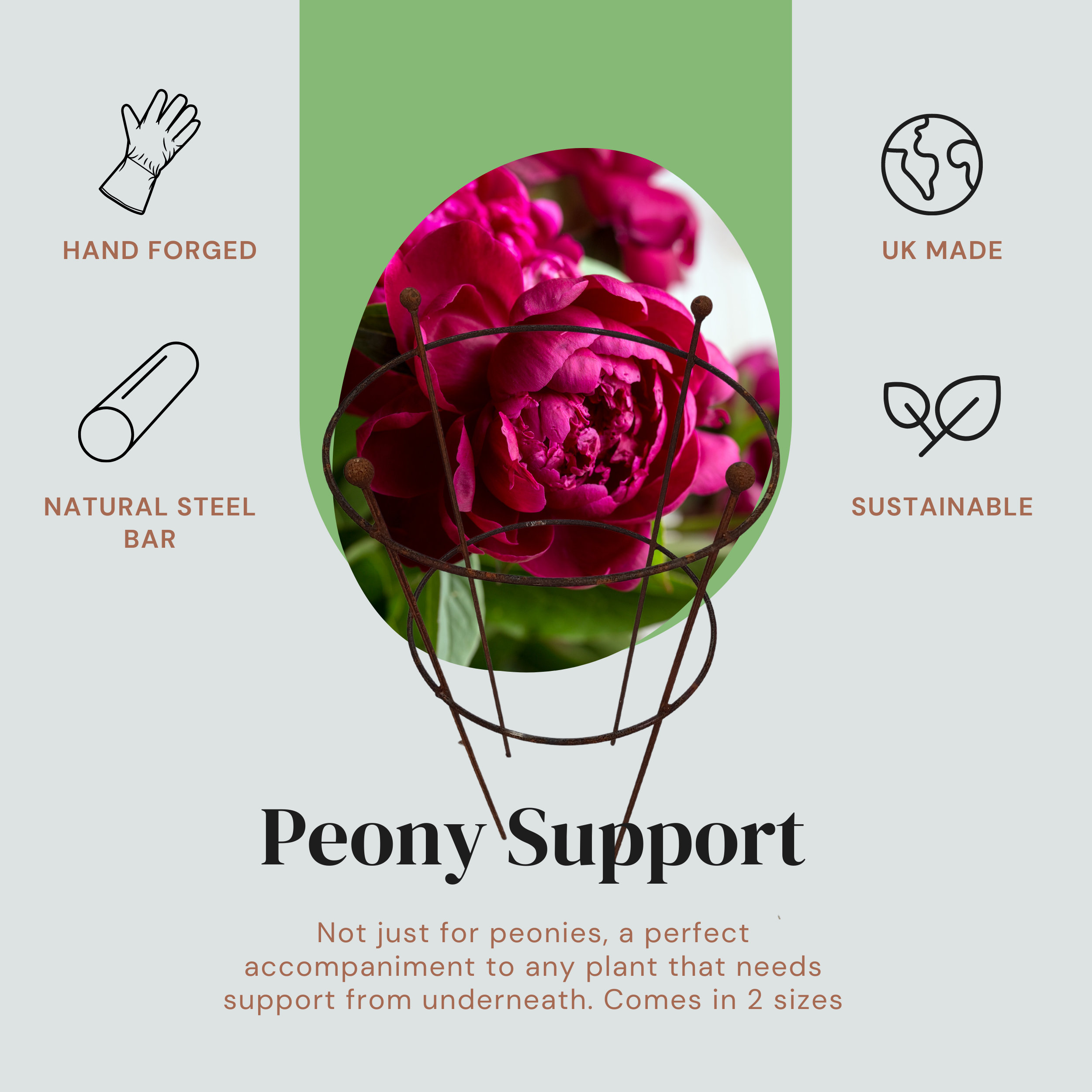 Peony Cage Rustic Steel Plant Support | Cottage Garden Style | Handmade ...