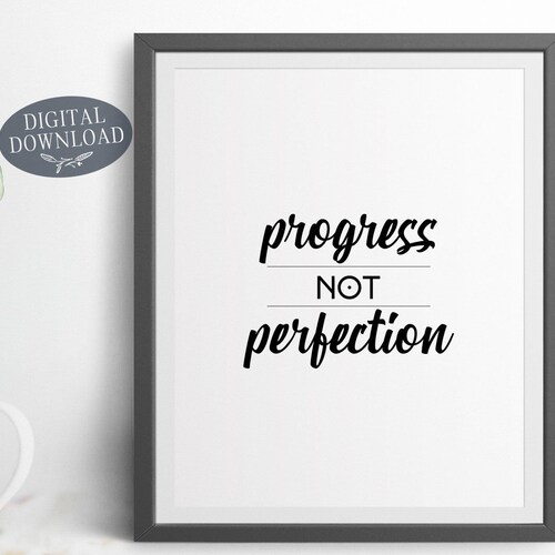 Printable Wall Art Strive for Progress Not Perfection Floral - Etsy