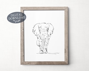 Elephant Line Art - Etsy