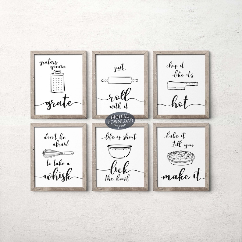 Funny Printable Kitchen Wall Art Gallery Wall Set of 6 - Etsy