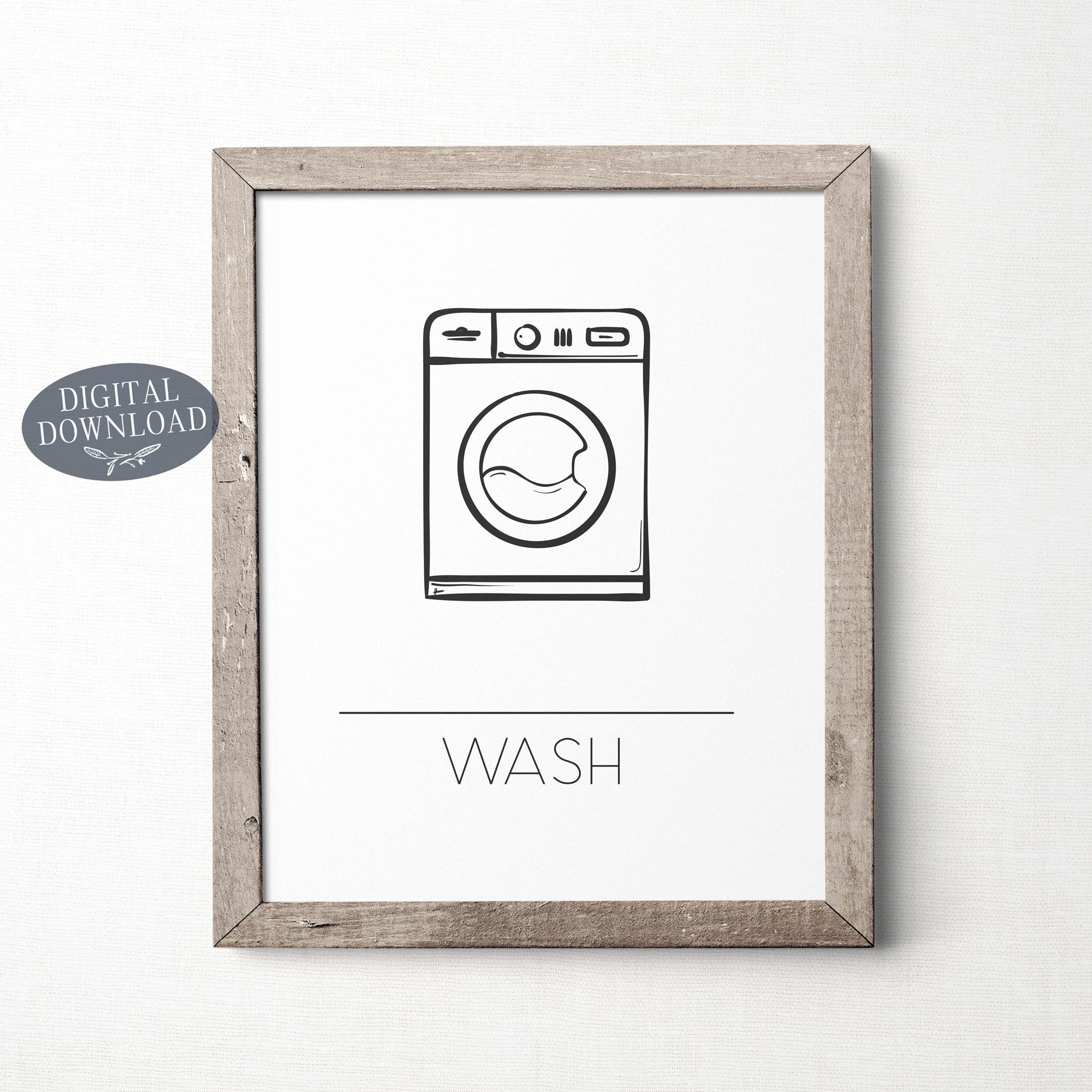 Wash Dry Fold Repeat, Laundry Room Decor, Printable Wall Art, Black and ...