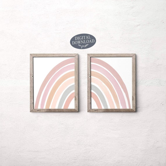 Neutral Rainbow Print PRINTABLE WALL ART Gallery Wall Set of | Etsy