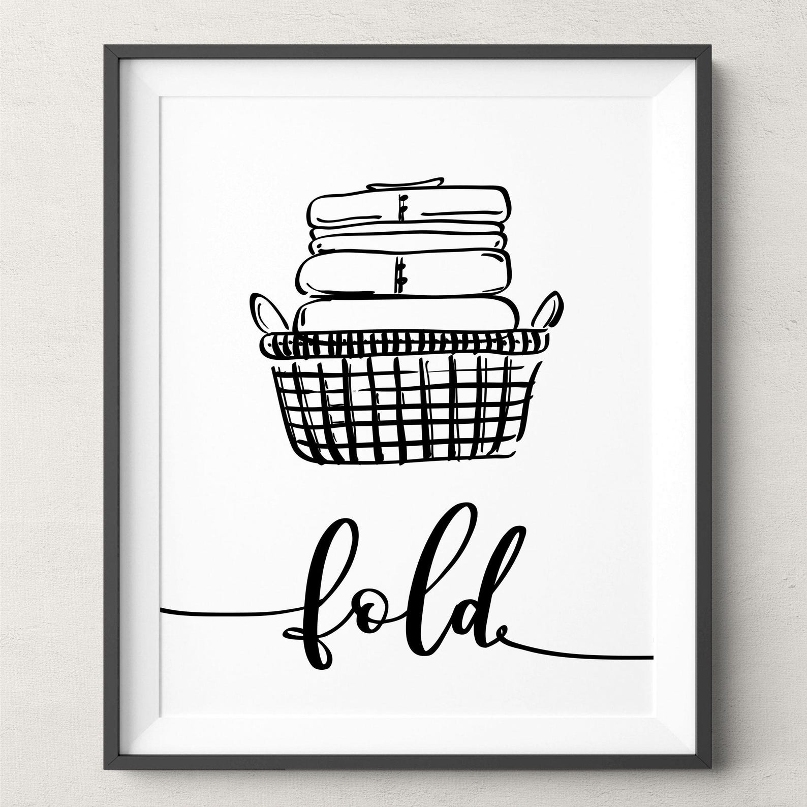 Laundry Room Decor, Wash Dry Fold Repeat Lost Printable Wall Art, Set ...