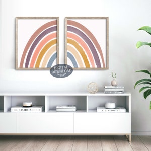 Rainbow Printable Wall Art, Gallery Wall Set of 2 Prints, Boho Rainbow ...