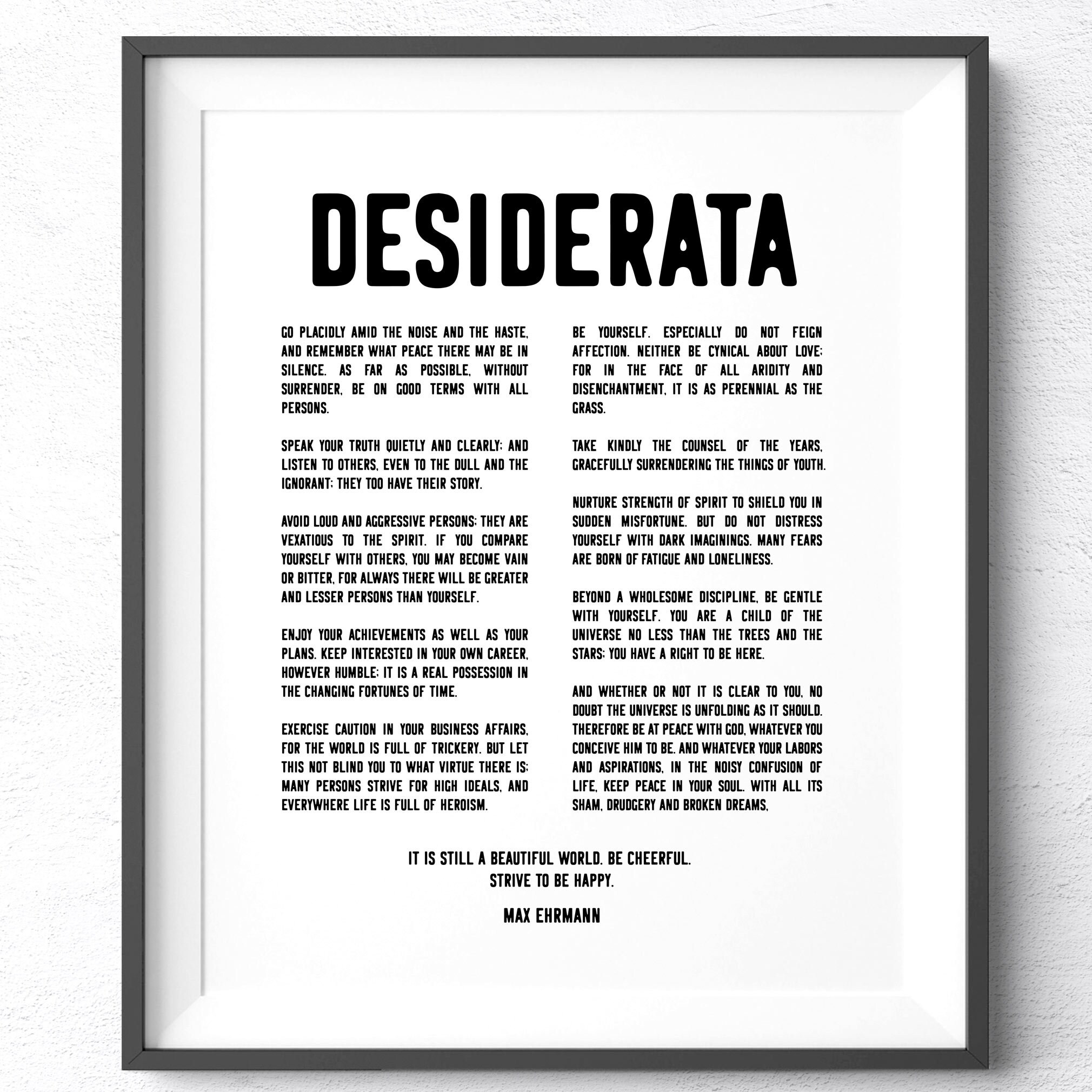 Desiderata Print Max Ehrmann Poem Printable Wall Art - Etsy