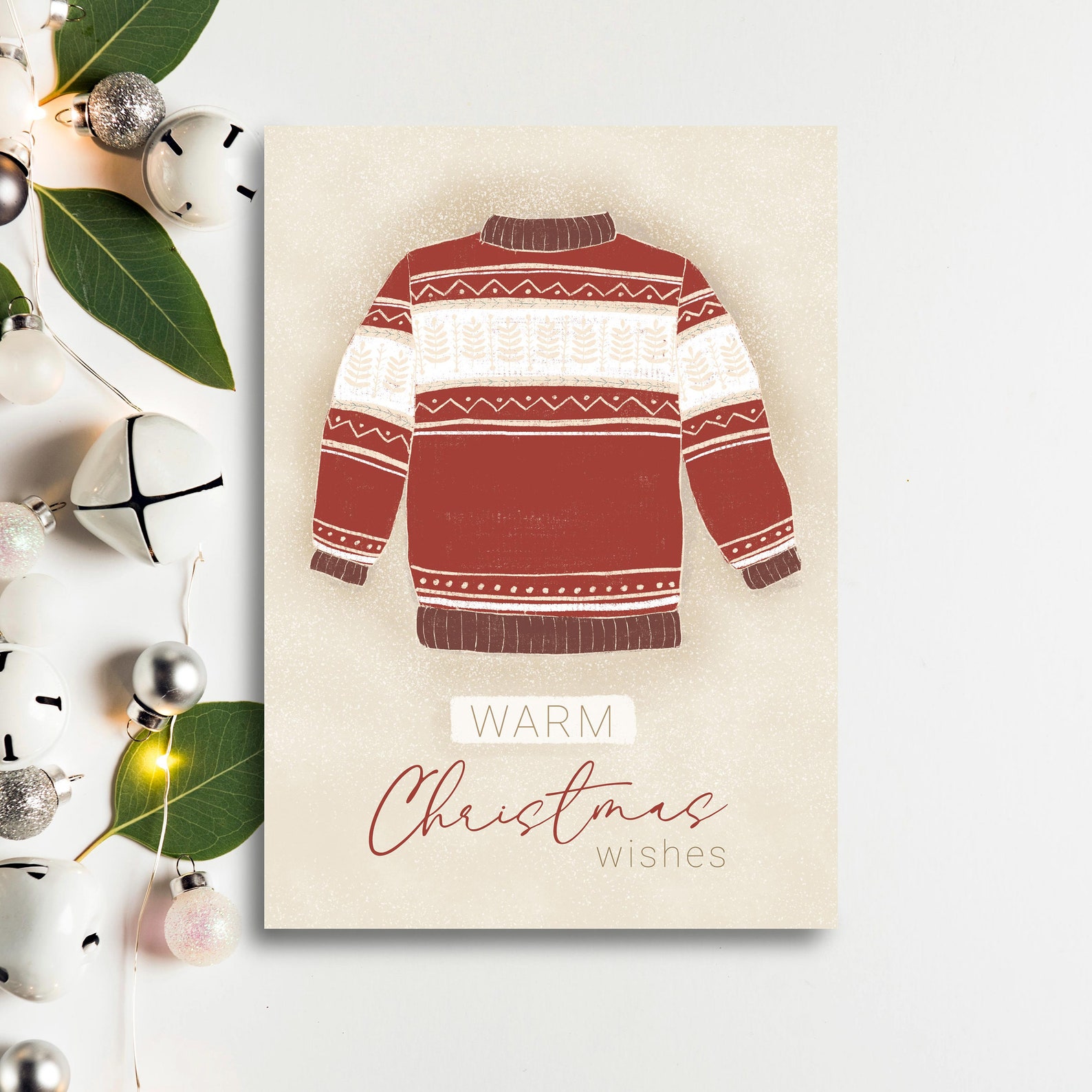 Printable Christmas Card, Warm Christmas Wishes Sweater Weather Card ...
