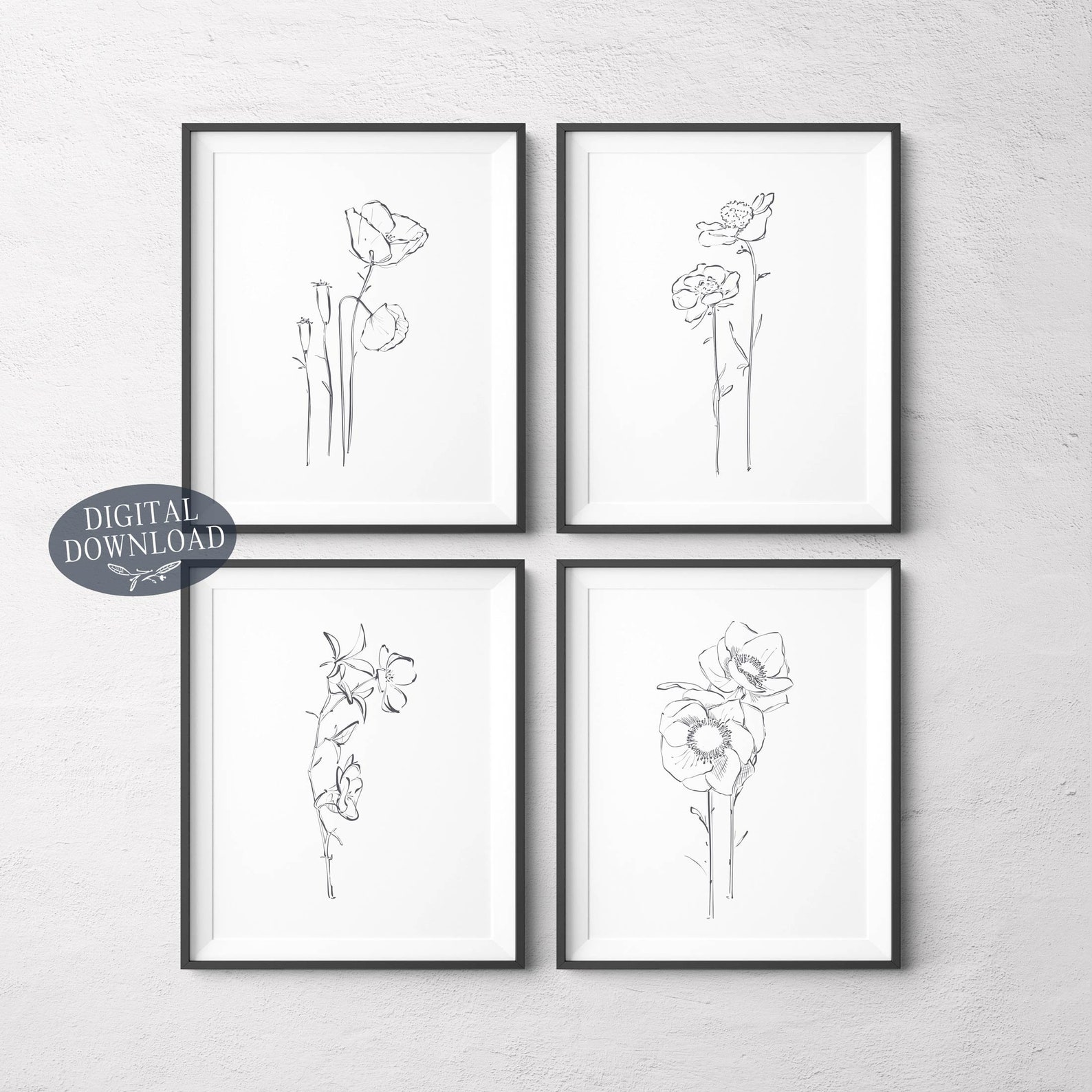 Living Room Wall Decor, Printable Wall Art, GREY Gallery Wall Set ...