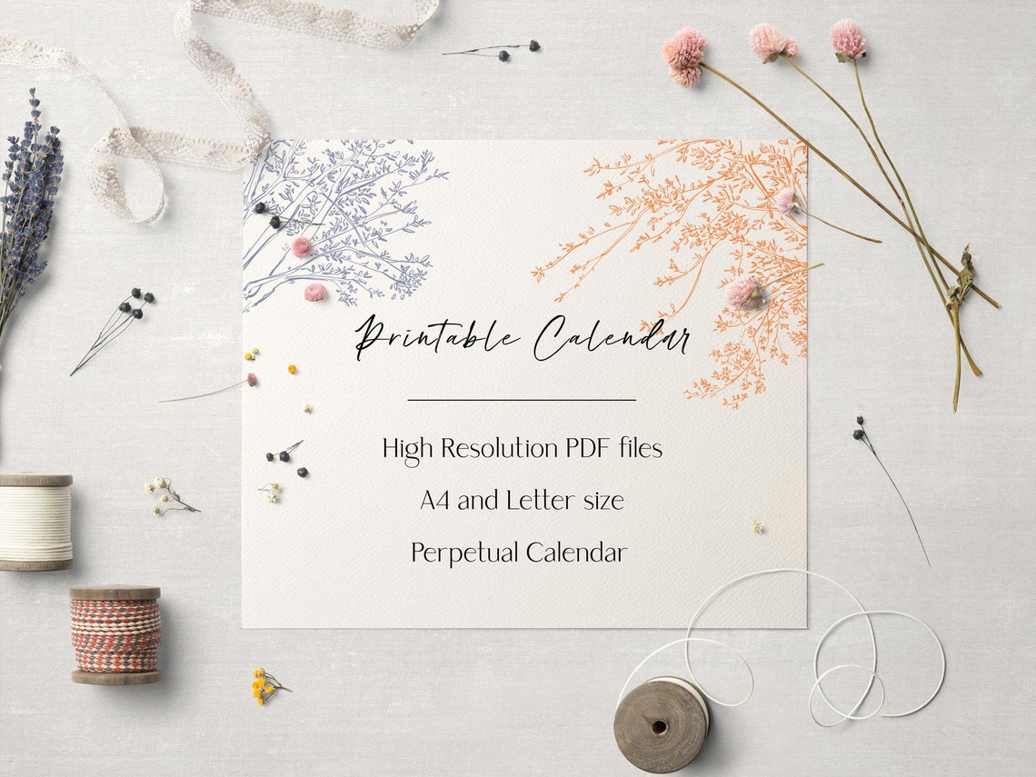Botanical Perpetual Calendar Printable Birthday Calendar - Etsy