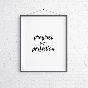 Progress Not Perfection Motivational Poster, Modern Office Decor ...