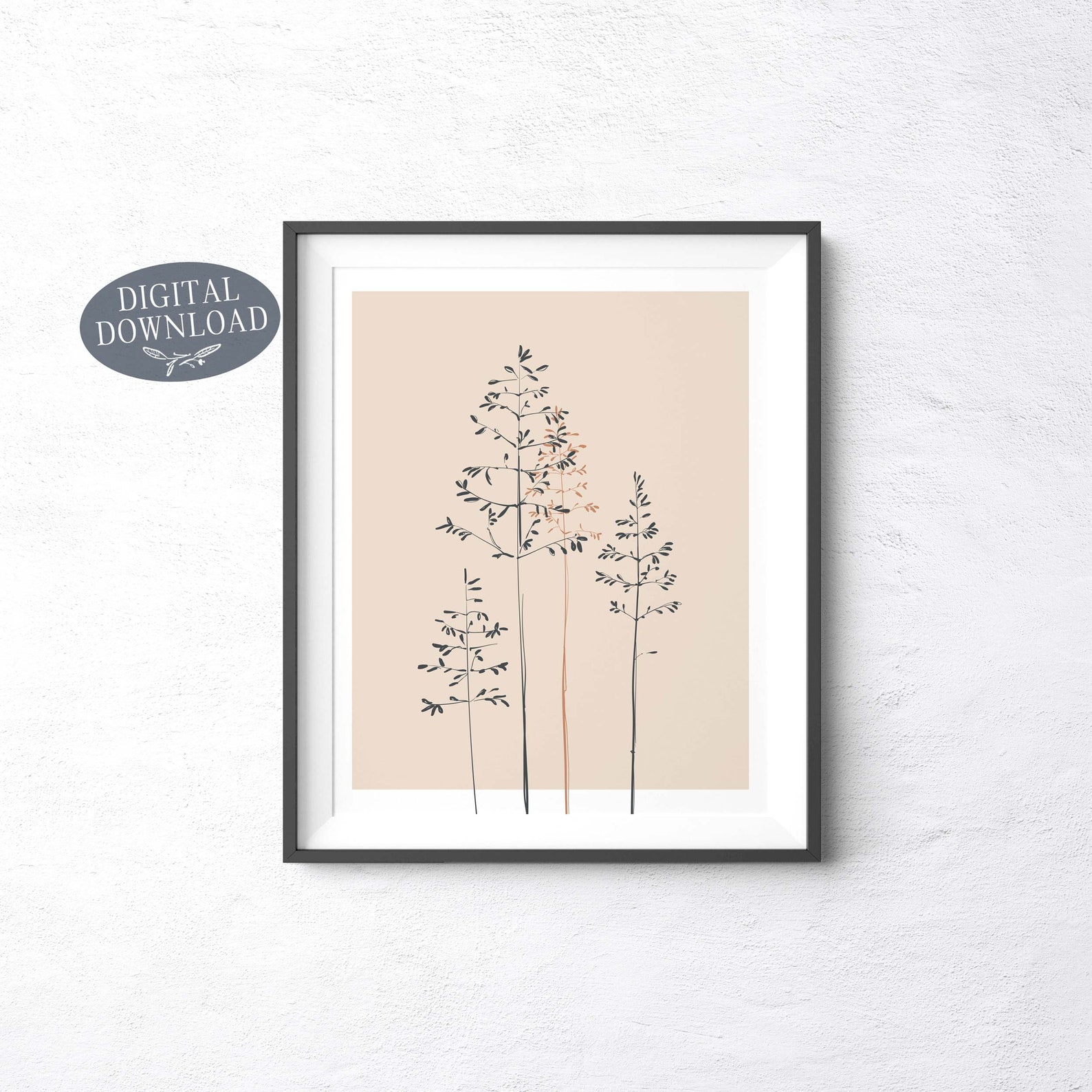 Terracotta Botanical Print Set Printable Wall Art Set of 3 | Etsy