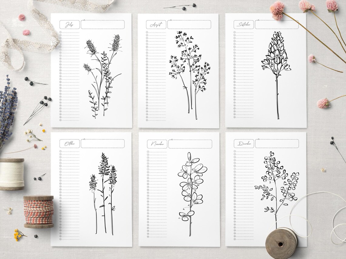 Botanical Perpetual Calendar Printable Birthday Calendar - Etsy