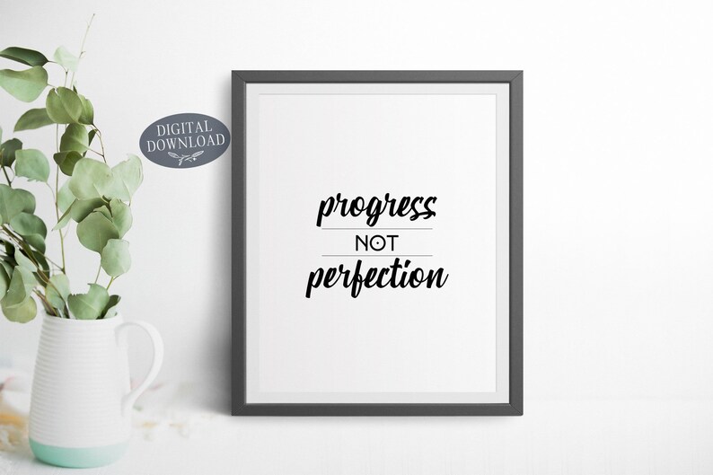 Progress Not Perfection Motivational Poster Modern Office | Etsy