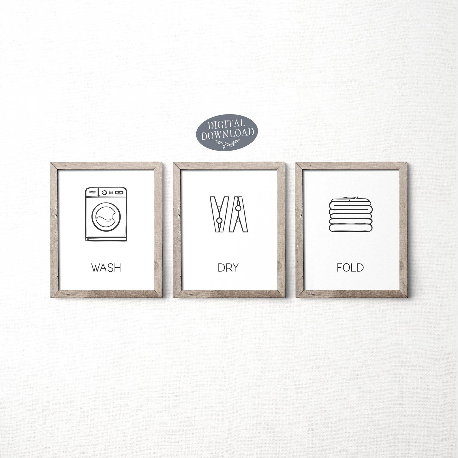 Wash Dry Fold Set of 3 Prints Laundry Room Decor Printable - Etsy