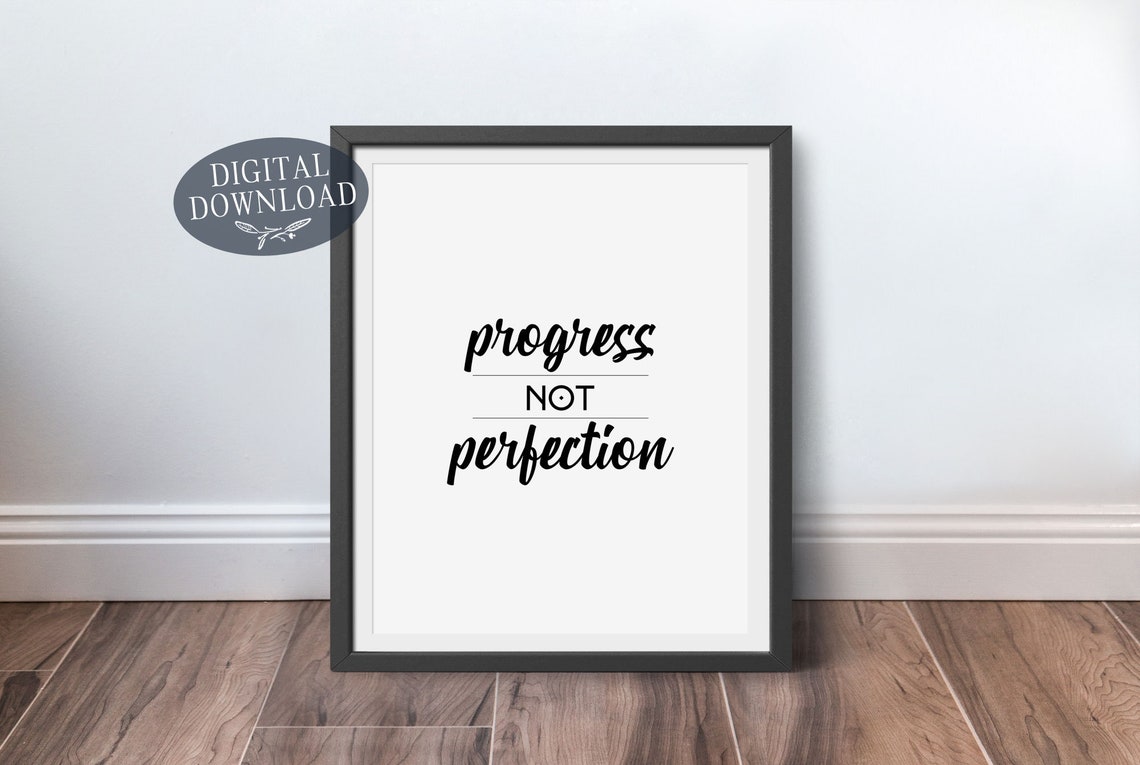 Progress Not Perfection Motivational Poster Modern Office | Etsy