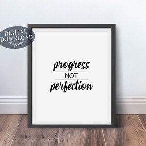 Progress Not Perfection Motivational Poster, Modern Office Decor ...