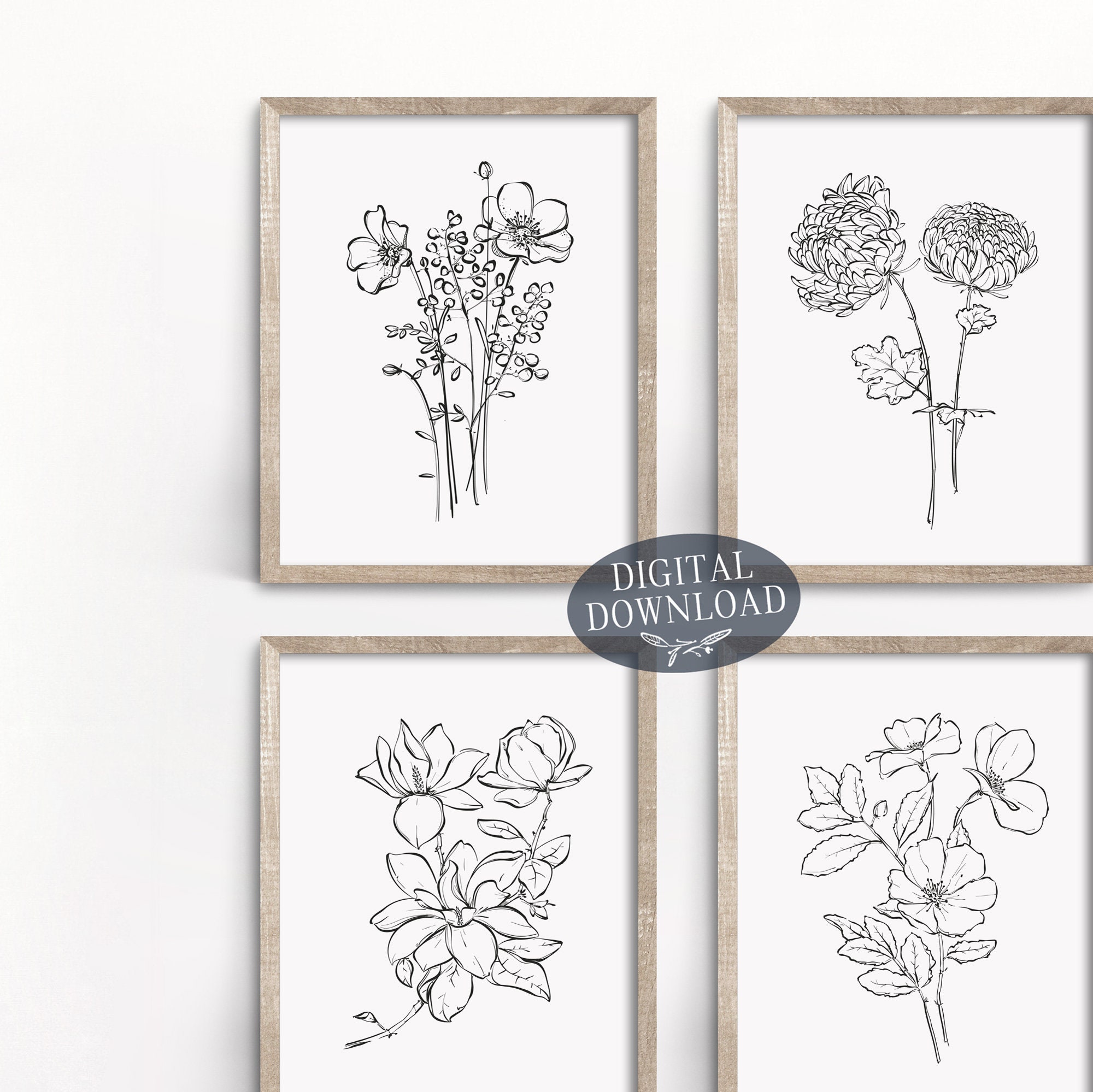 Printable Gallery Wall Set of 4 Prints, Printable Bedroom Wall Decor ...