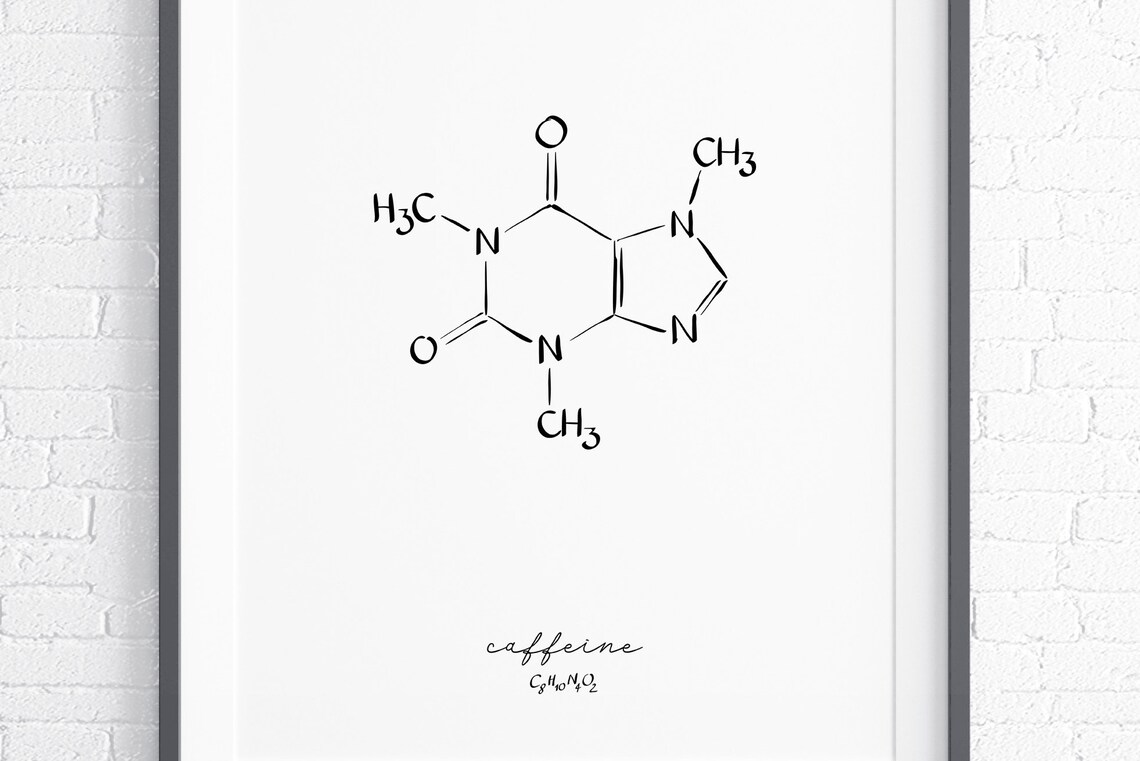 Caffeine Molecule Print, Printable Science Poster, Minimalist Coffee ...