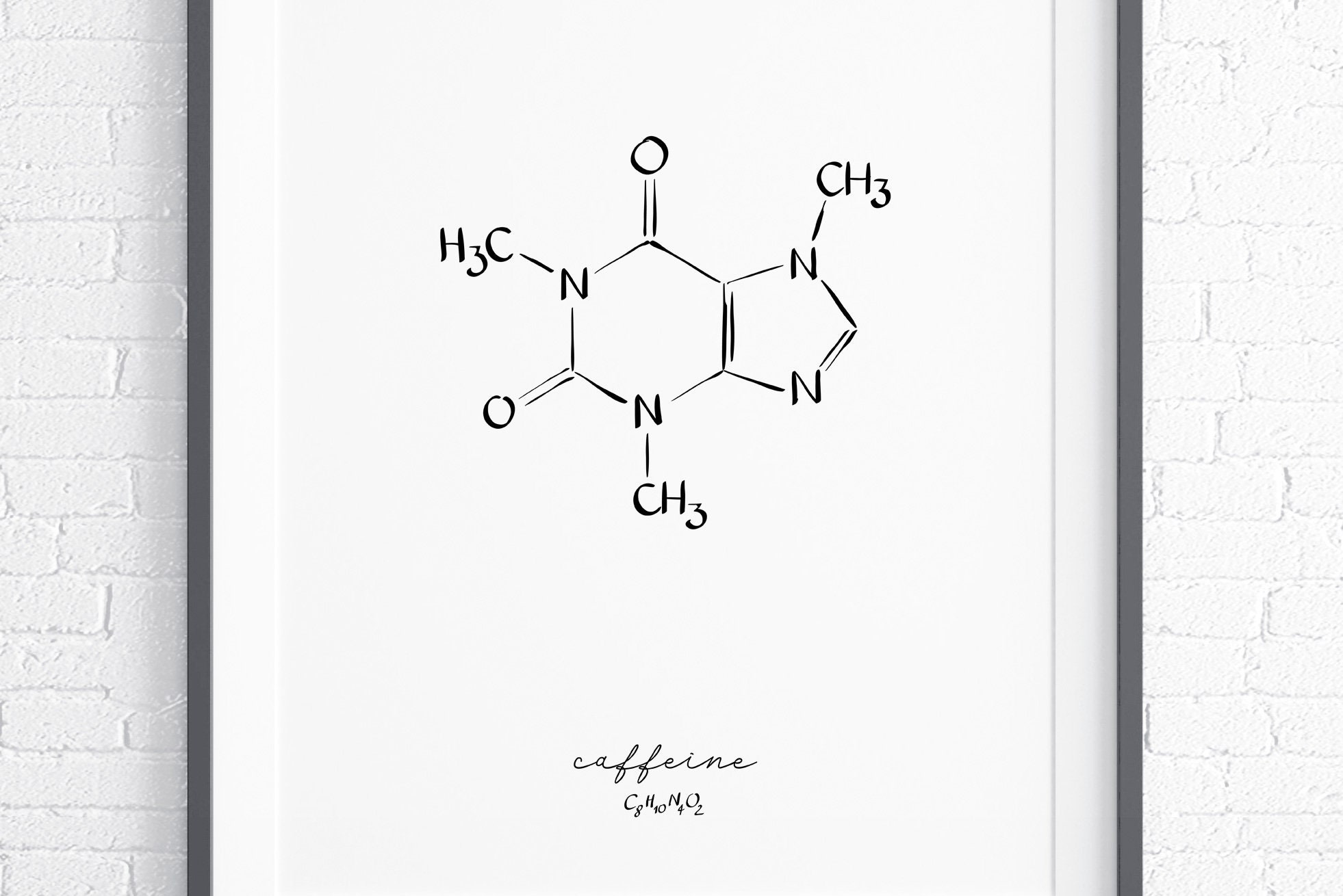 Caffeine Molecule Print Printable Science Poster Minimalist | Etsy