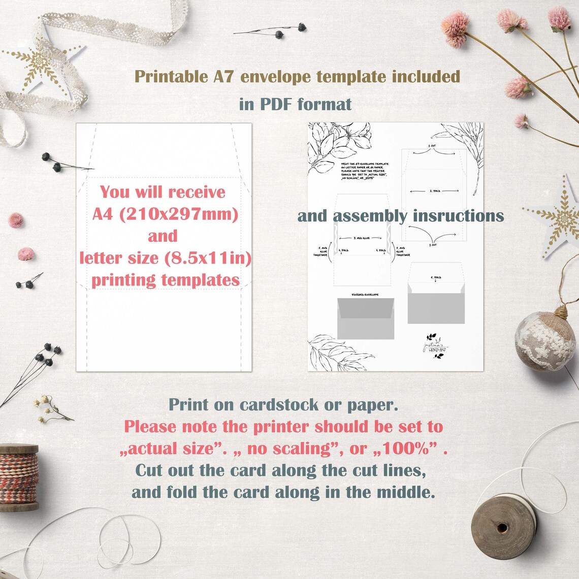 Printable Christmas Card, Watercolor Merry Christmas Holy 5x7 Card ...