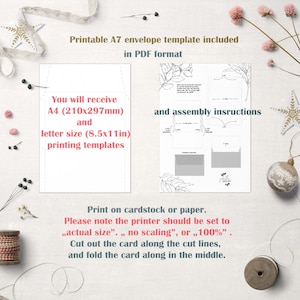 Printable Christmas Card, Watercolor Merry Christmas Holy 5x7 Card ...