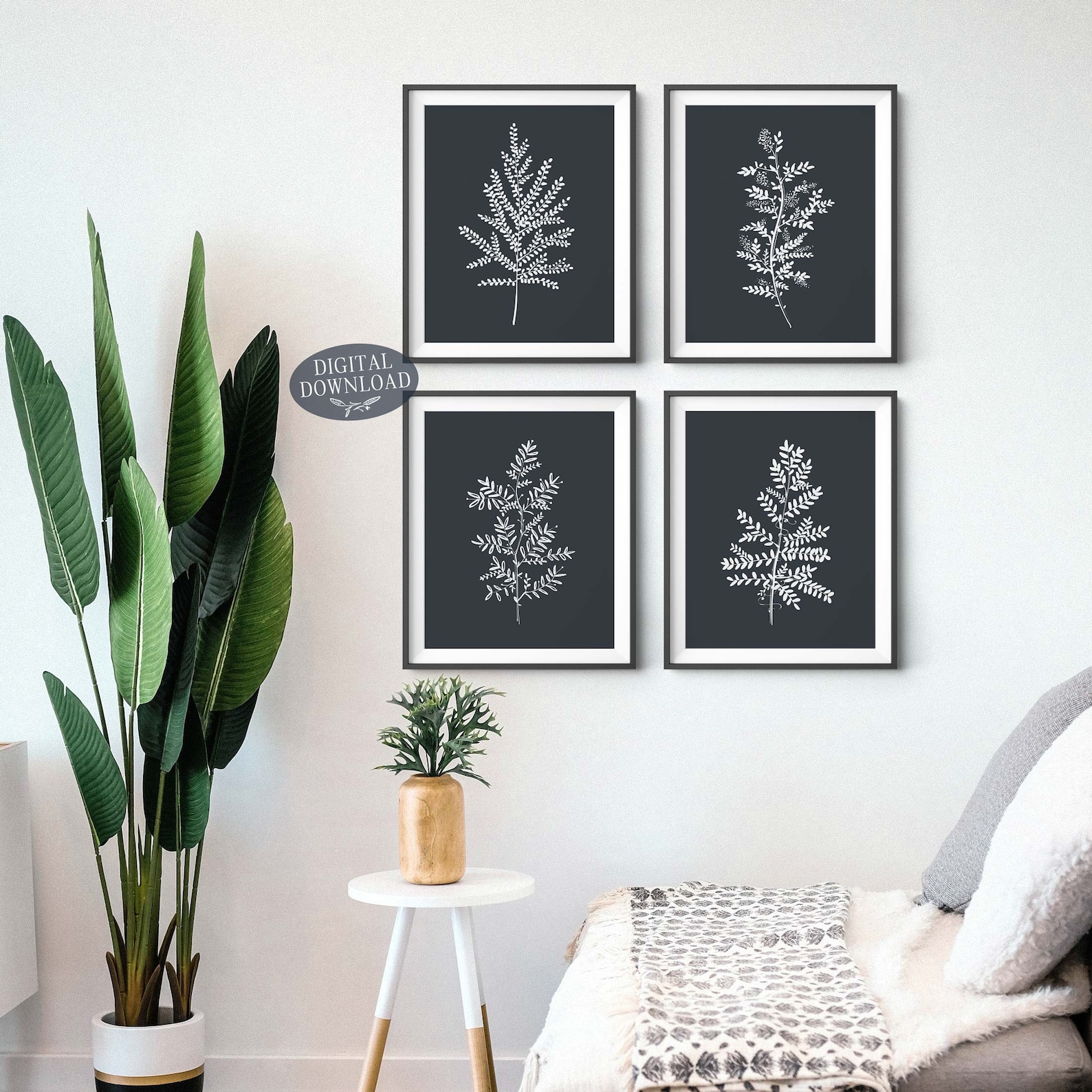Botanical Print Set Printable Wall Art Gallery Wall Set of 4 - Etsy