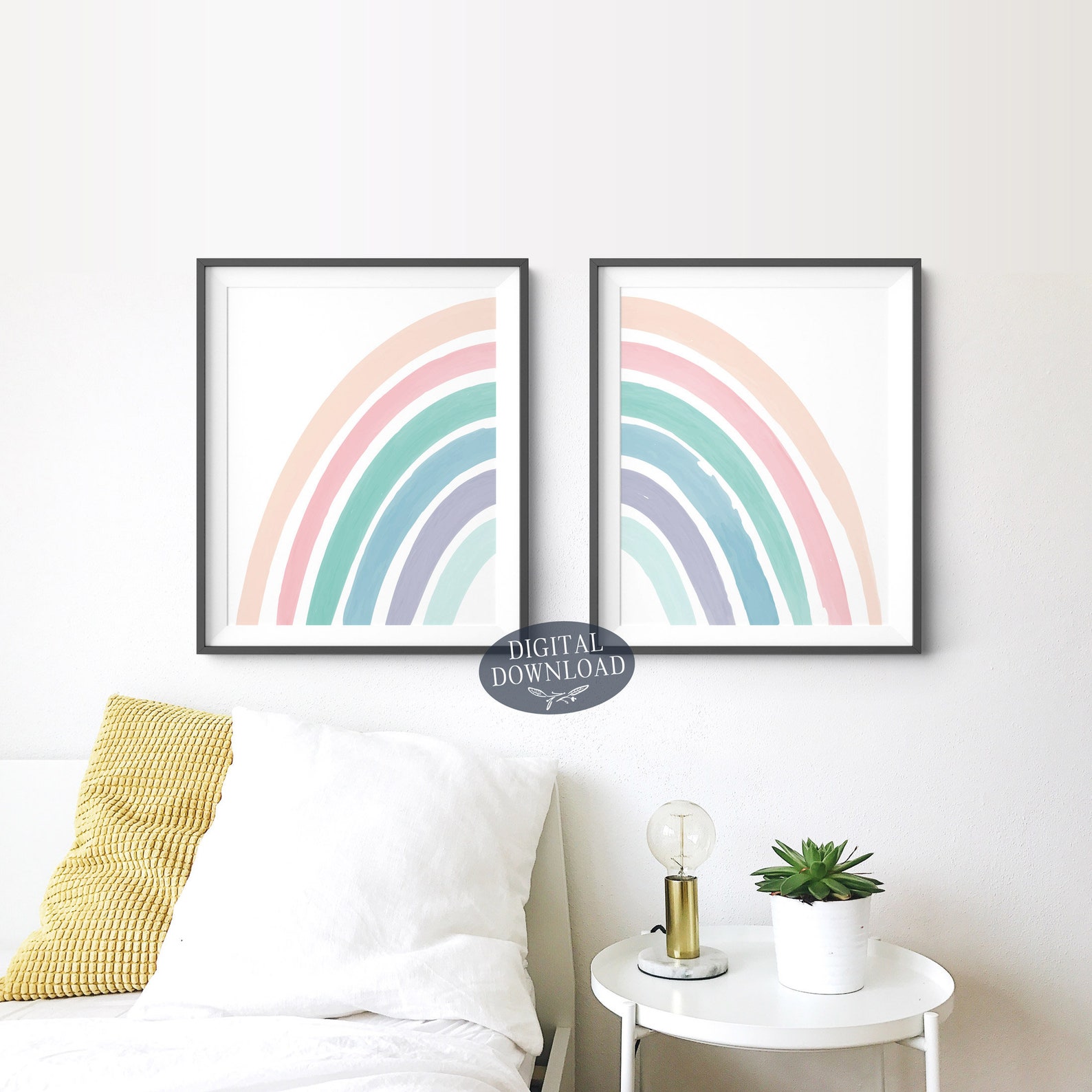 Rainbow Printable Wall Art Set of 2 Prints Boho Rainbow Kids - Etsy