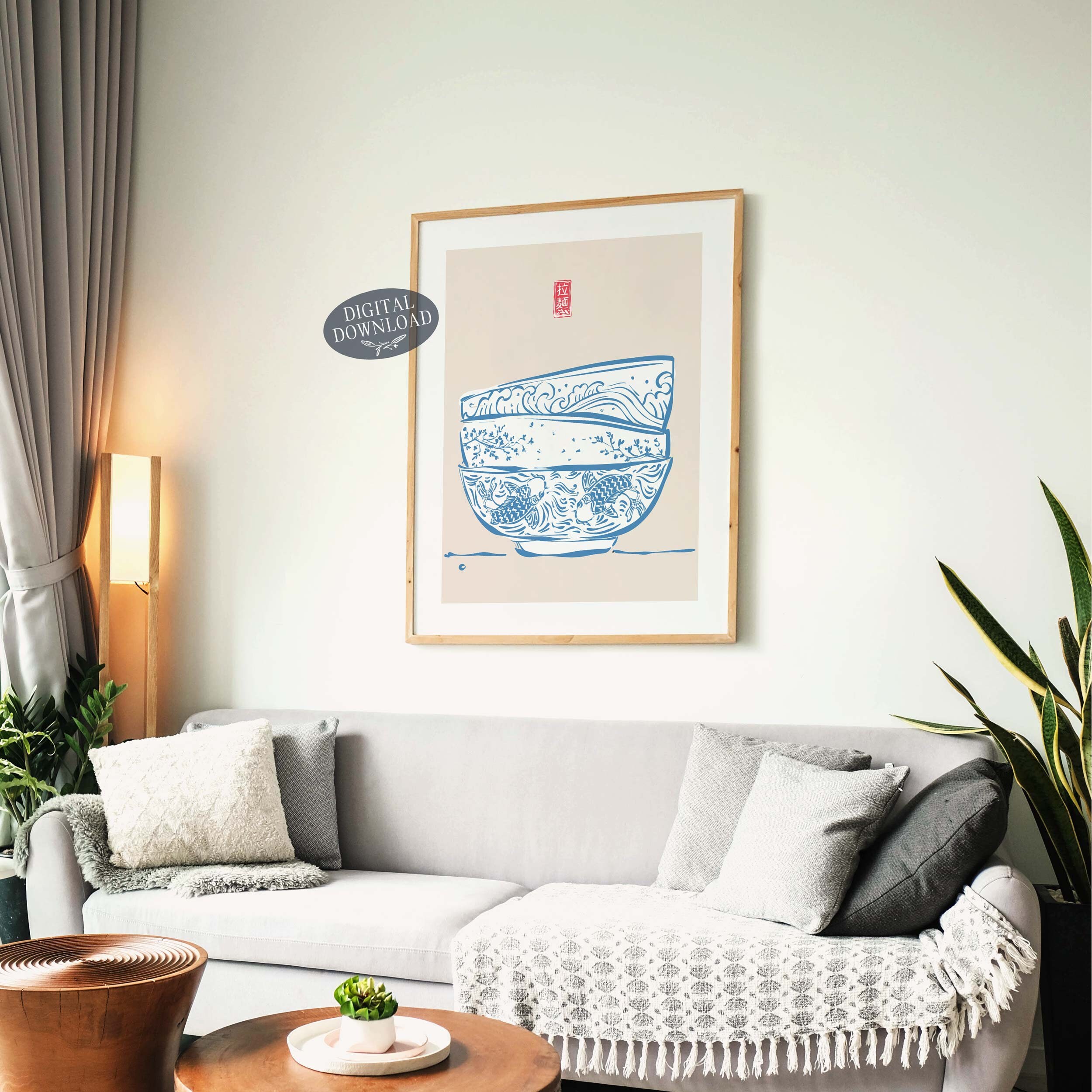 Three Ramen Bowls Poster, Kitchen Printable Wall Art, Gift for Foodie ...