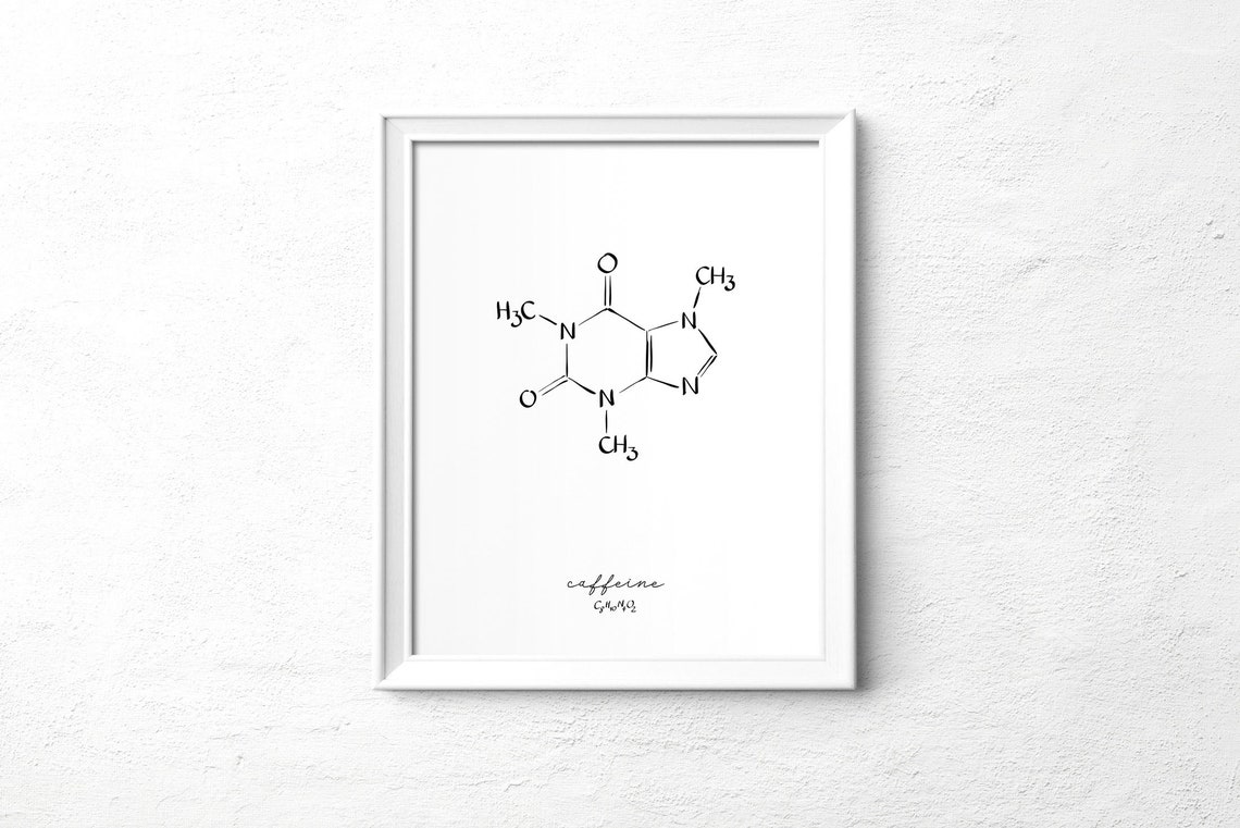 Caffeine Molecule Print, Printable Science Poster, Minimalist Coffee ...