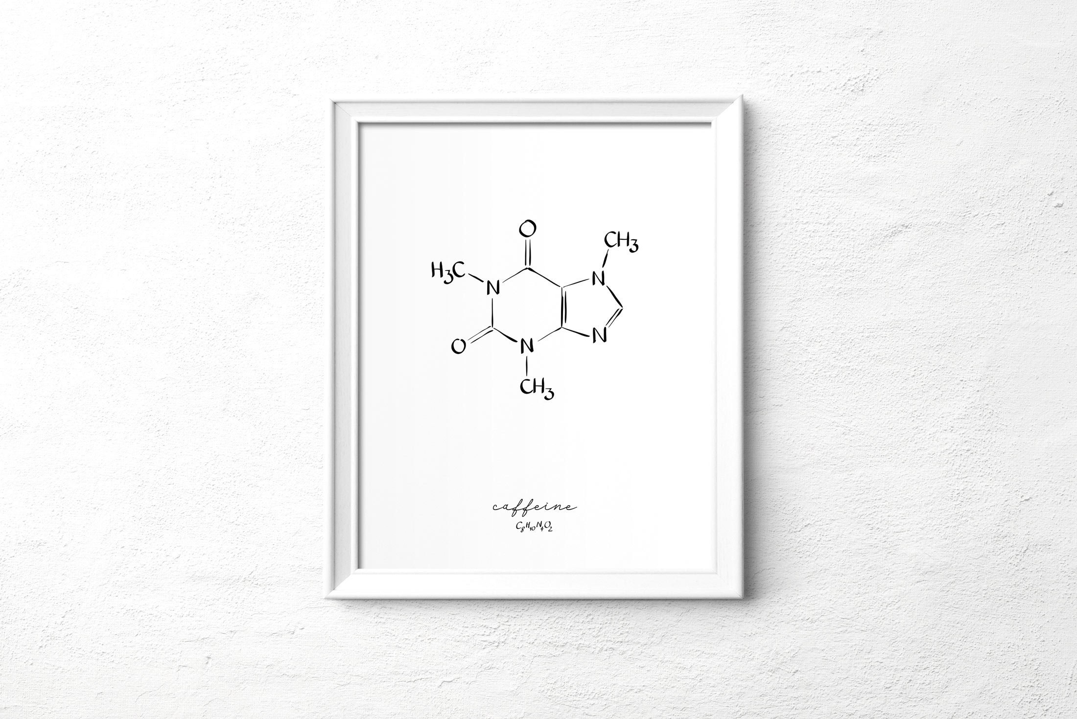 Caffeine Molecule Print Printable Science Poster Minimalist | Etsy