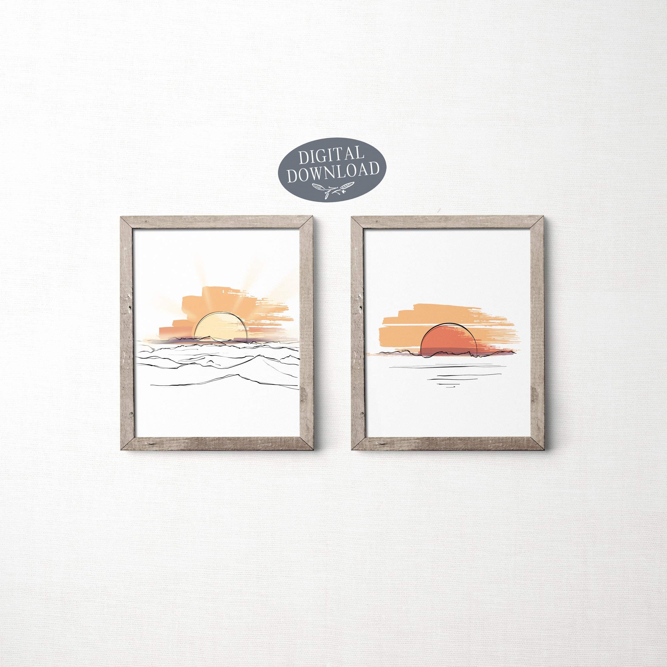 Gallery Wall Set Sunrise Sunset Printable Wall Art Set of 2 | Etsy