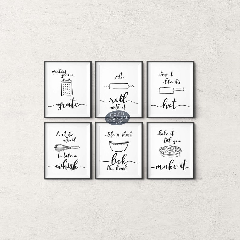 Funny Printable Kitchen Wall Art Gallery Wall Set of 6 - Etsy